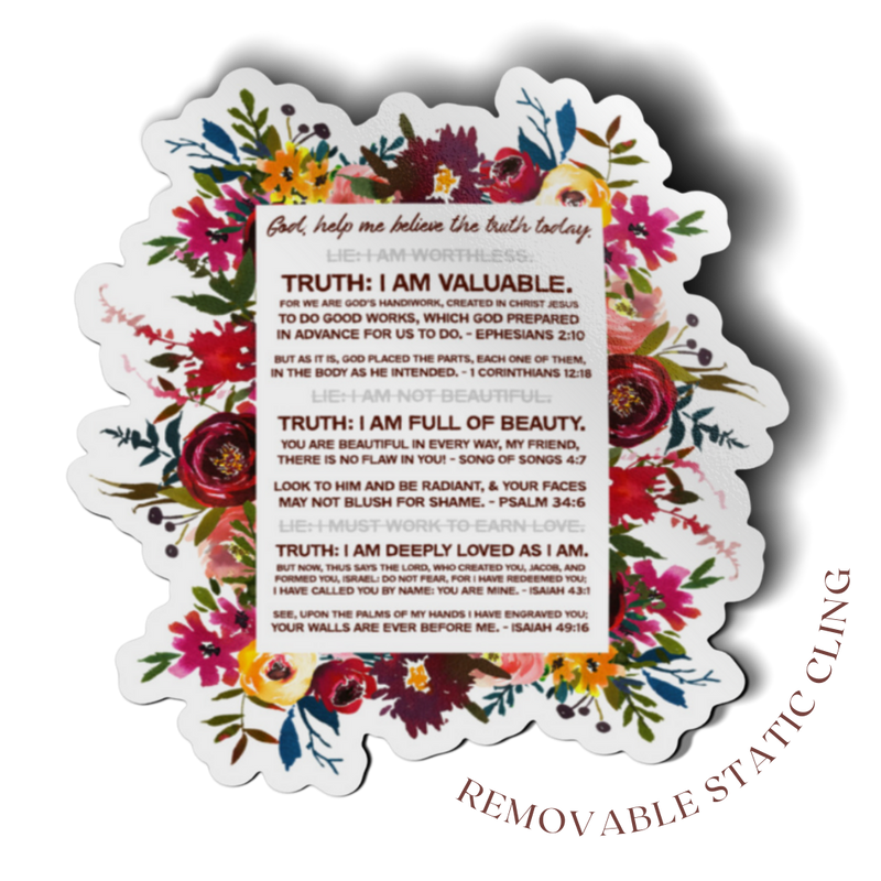 Biblical Affirmations Mirror Cling from Pink Salt Riot